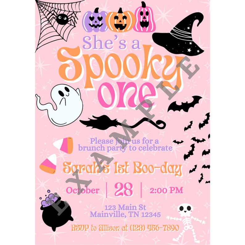 Custom Spooky One Birthday Invite Halloween Birthday First - Etsy