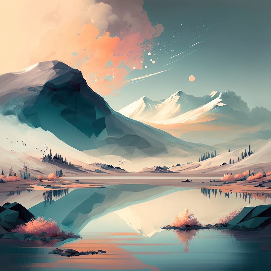 Abstract Landscape Soft Colors and Organic Shapes, Colorful Wall Art ...