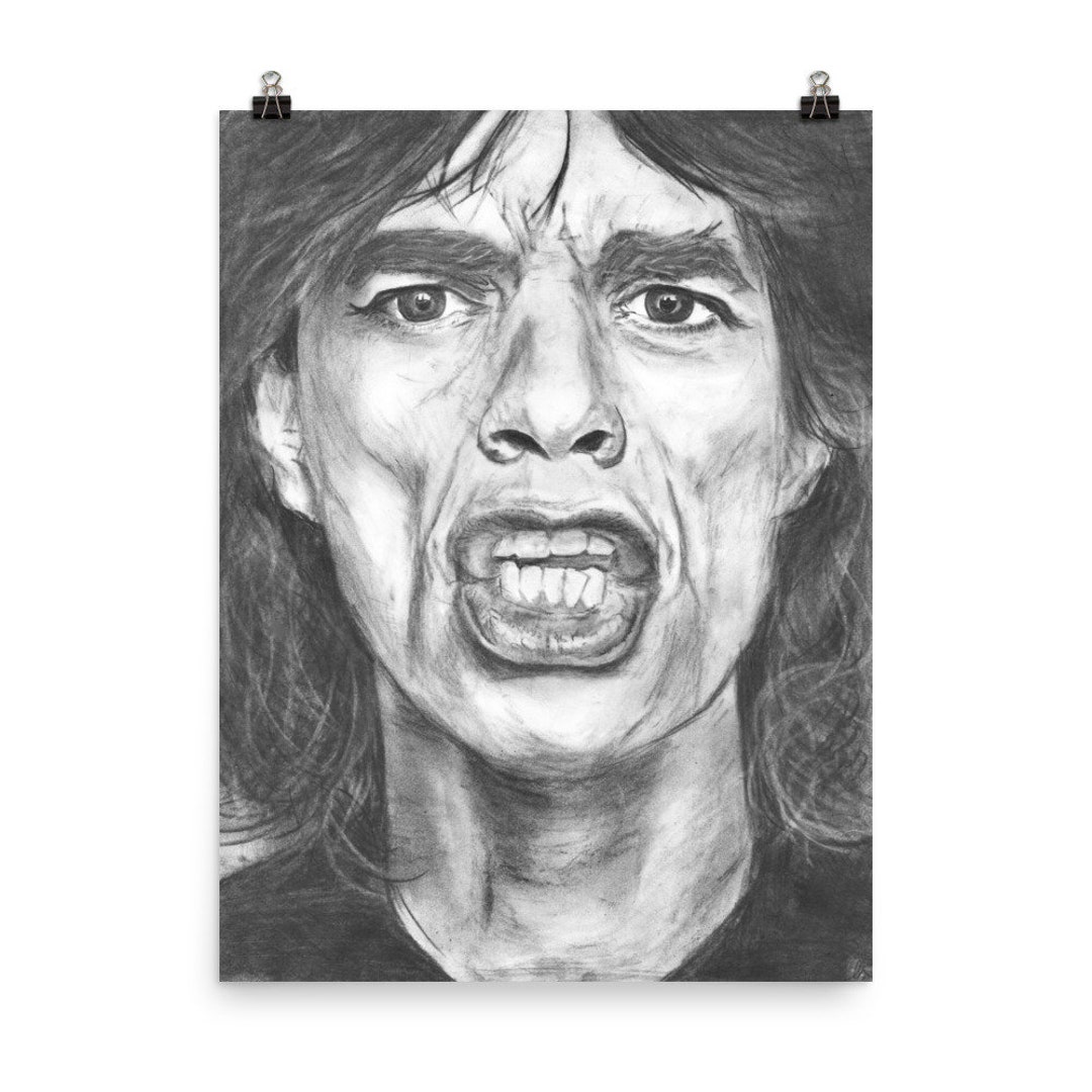 Mick Jagger Poster Charcoal Drawing free Shipping - Etsy