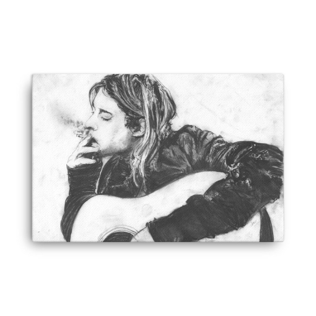 Kurt Cobain on Canvas From Charcoal Drawing "free Domestic Shipping" - Etsy