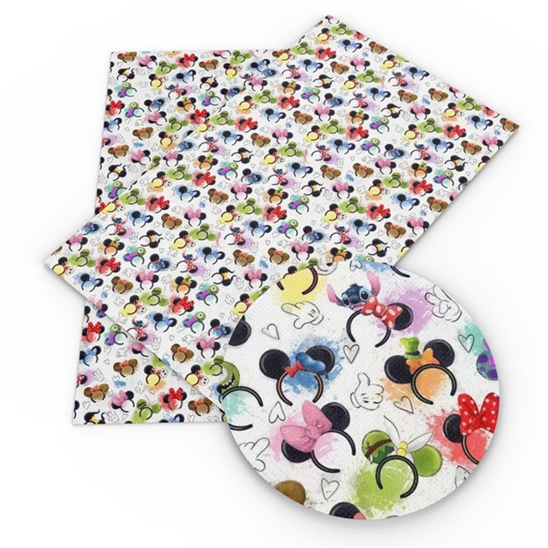 Cartoon Mouse Ears Design Printed on Faux Leather, 1 Sheet 20cmx34cm ...