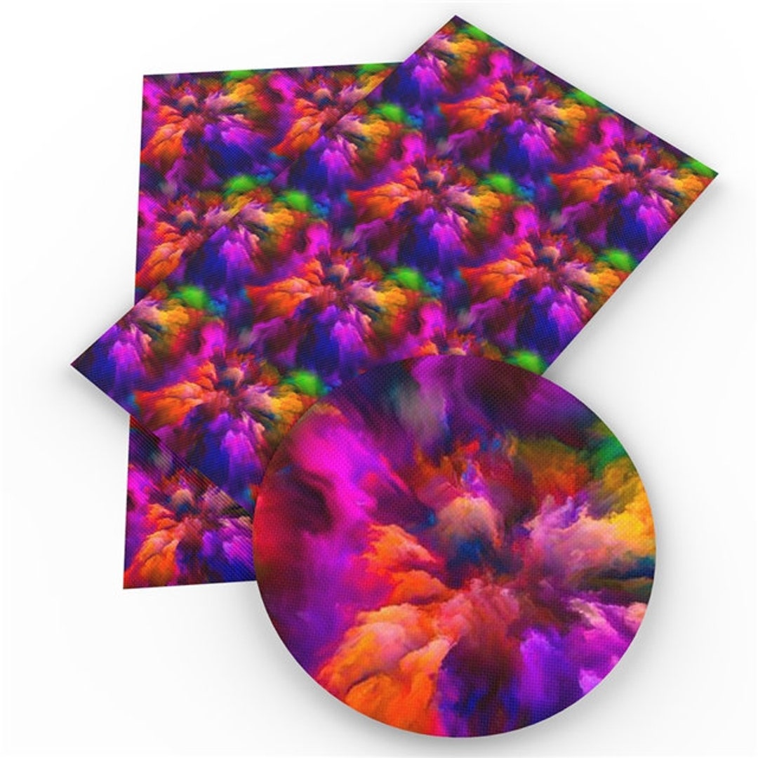Colourful Burst Design on Faux Leather, Bow and Earring Making, 1 Sheet ...