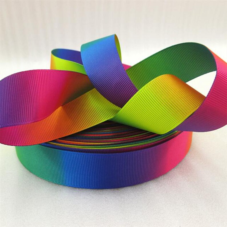 Choice of 3/8", 1" or 1.5" Double Sided Printed Rainbow Grosgrain ...