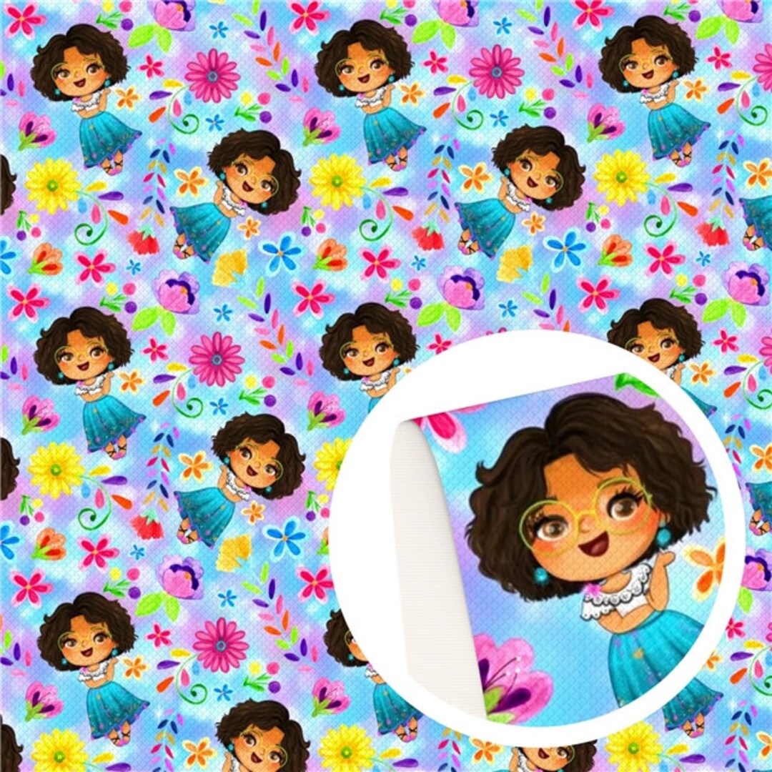 Cute Mirabel With Floral Background Design Printed on Faux Leather, 1 ...