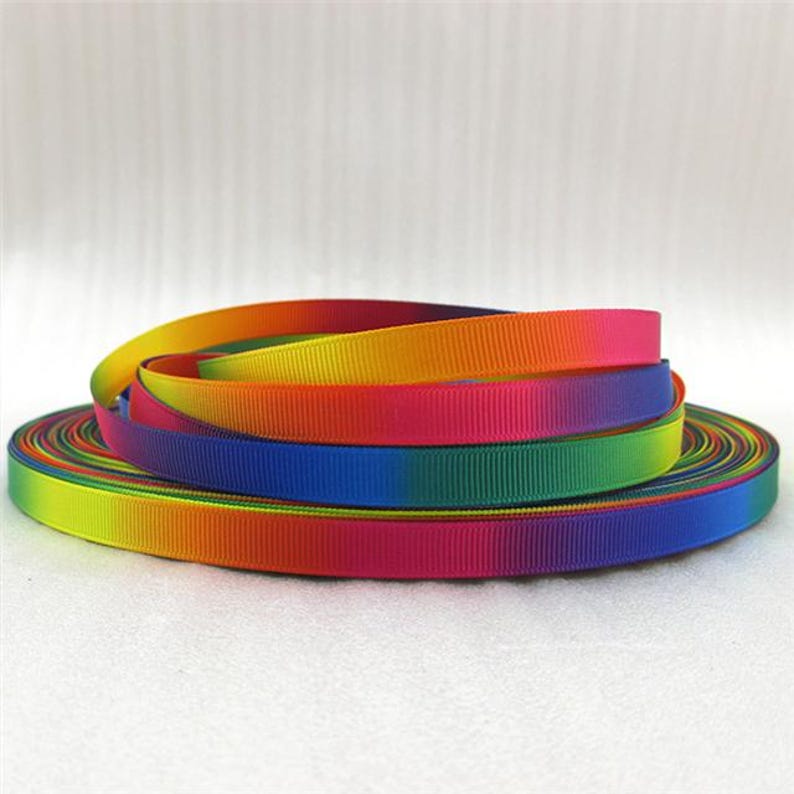 Choice of 3/8", 1" or 1.5" Double Sided Printed Rainbow Grosgrain ...