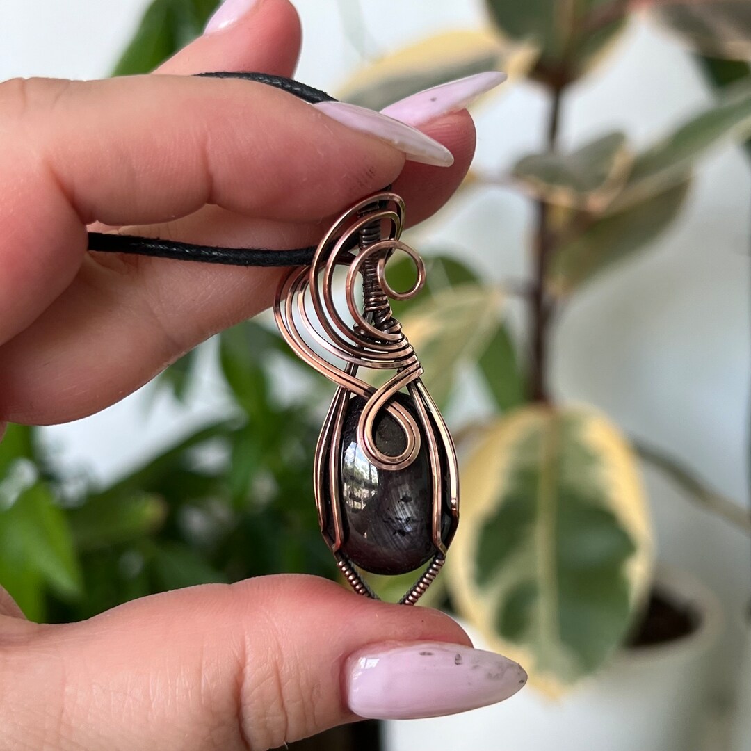 Black Star Ruby Pendant, Copper Wire Wrapped, Necklace, Handmade - Etsy