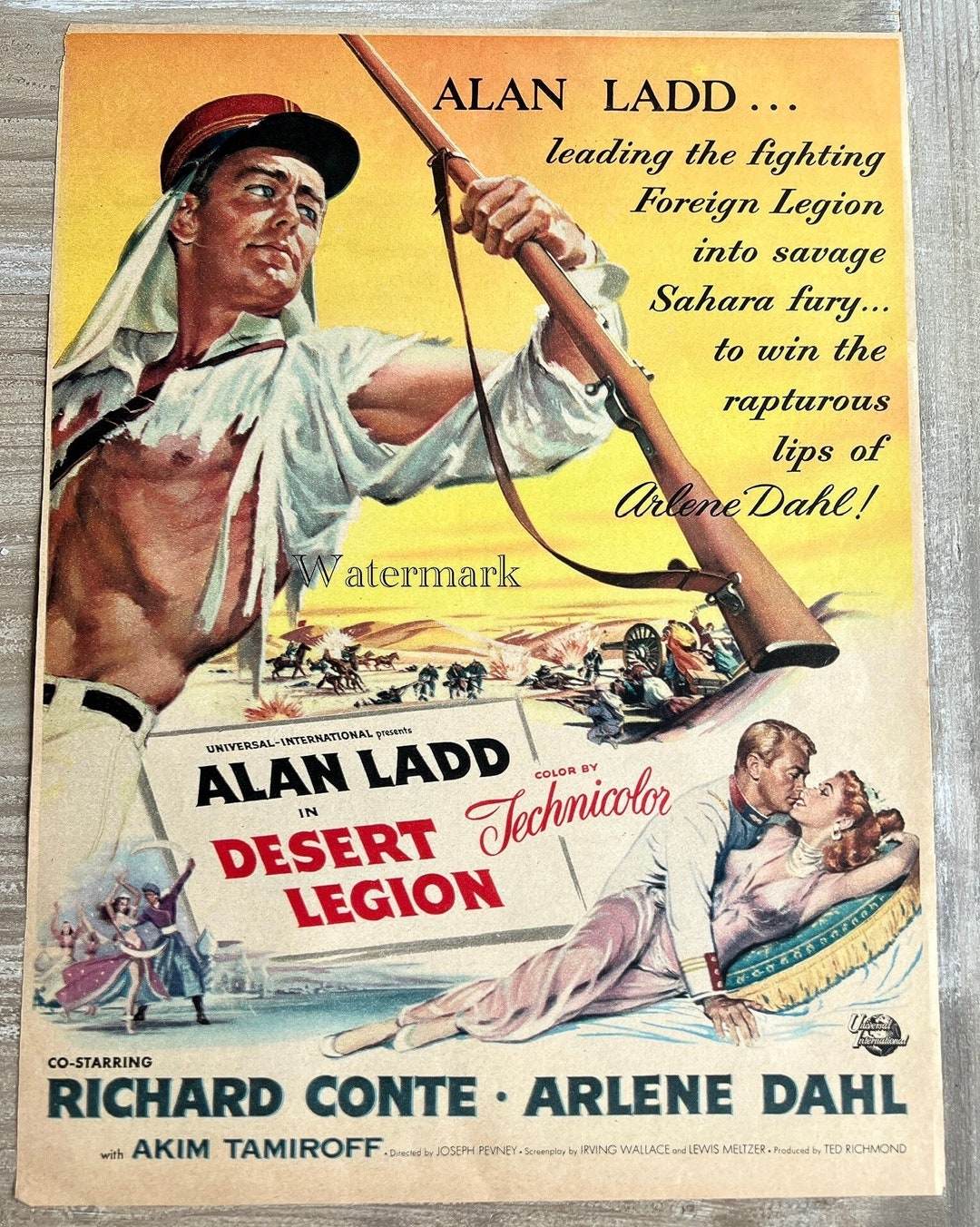1950s Alan Ladd in *desert Legion* Movie Promo Poster 13.75 X 11 ...