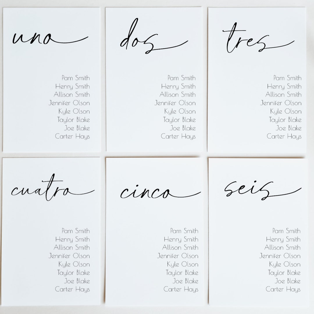 Spanish Wedding Seating Chart Template – 4x6 & 5x7 (digital Download ...