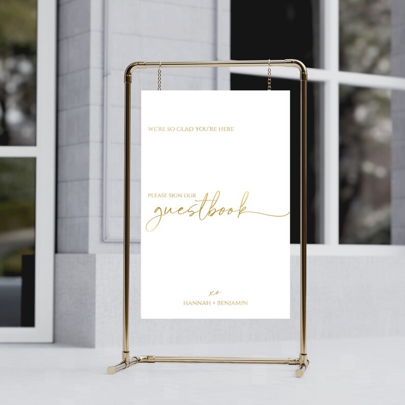 Gold Wedding Guestbook Sign – Modern Template (digital Download) - Etsy