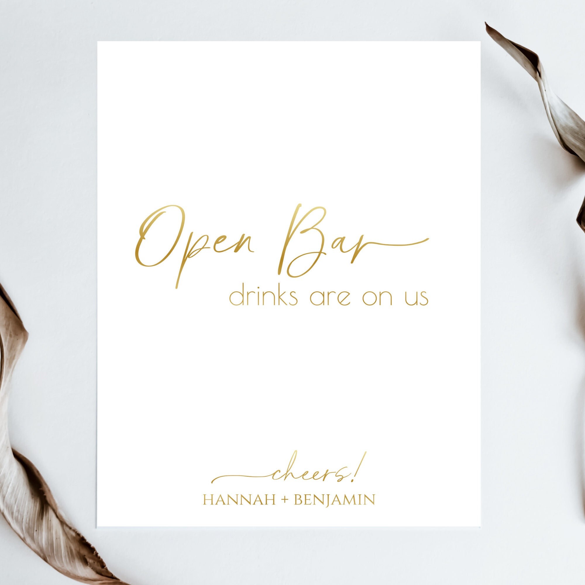Gold Wedding Open Bar Sign – Modern Template (digital Download) - Etsy