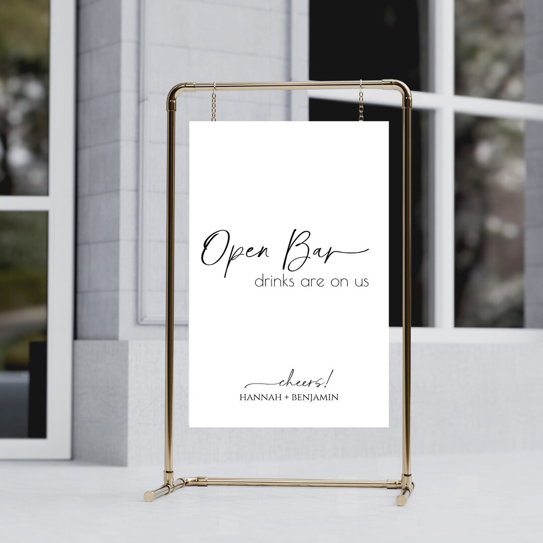 Wedding Open Bar Sign Template – Modern Calligraphy (digital Download ...