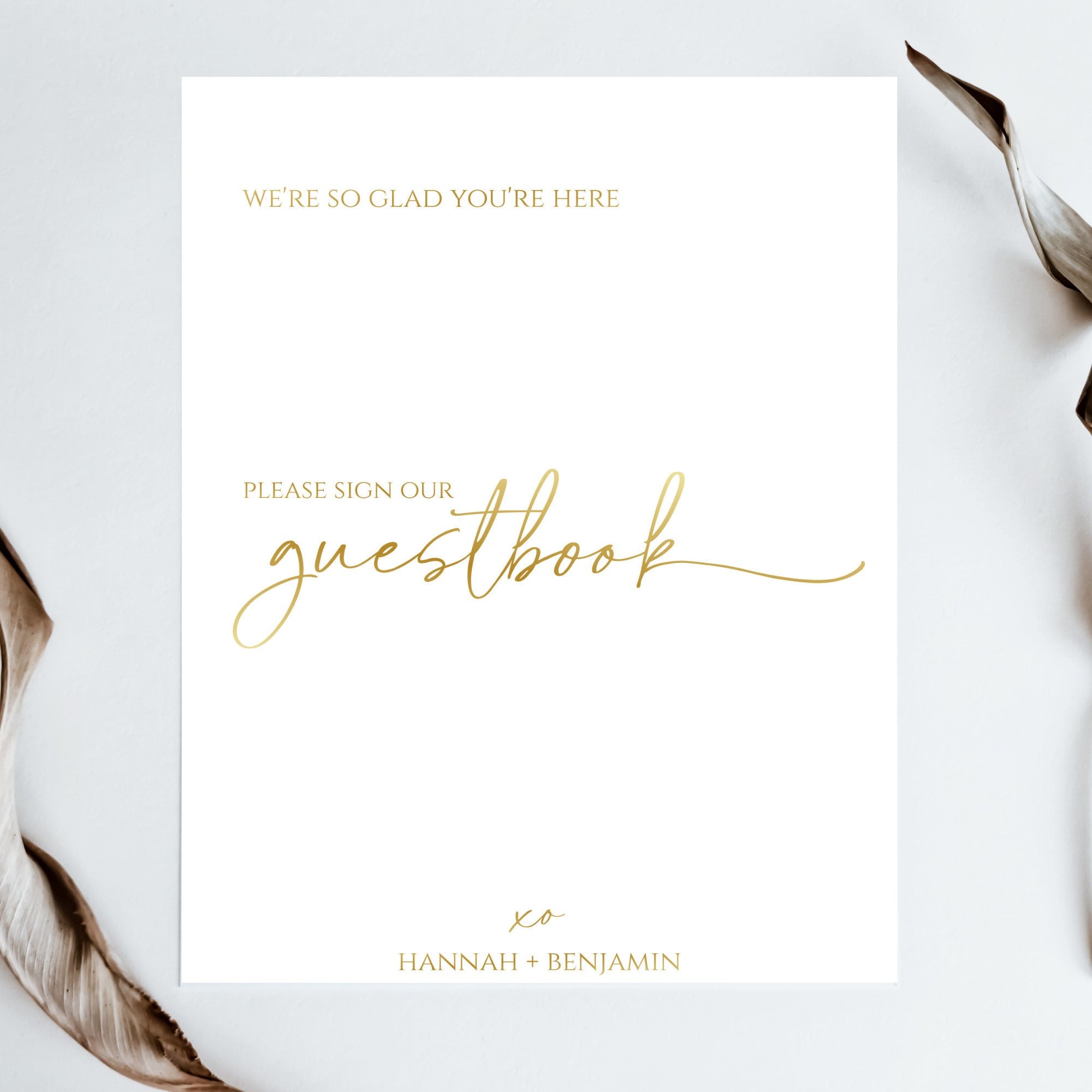 Wedding Guestbook Sign Gold 5x7 and 8x10 Custom Wedding - Etsy