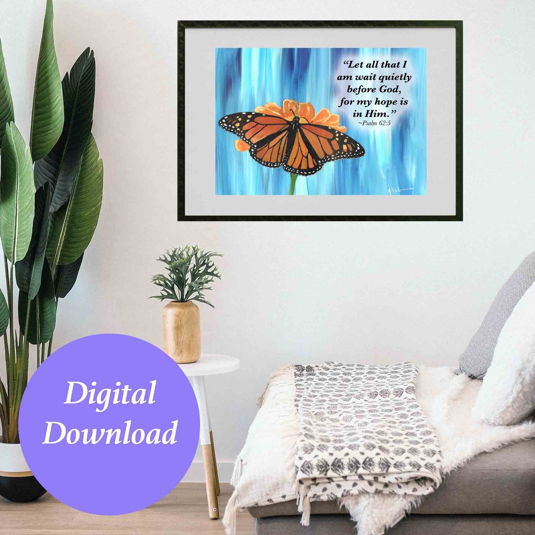 Butterfly Bible Verse Art Print: Christian Home Decor (digital Download ...