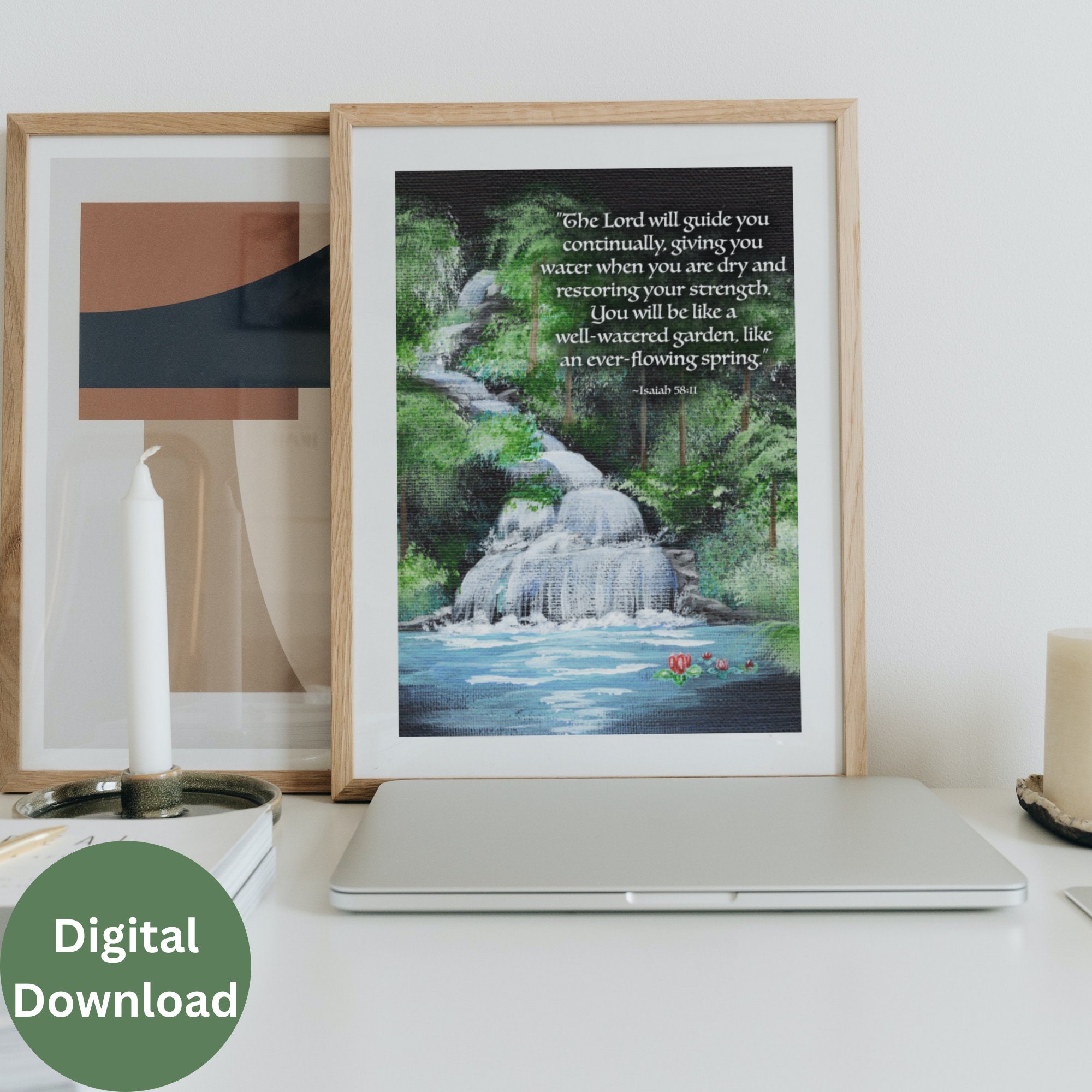 Waterfall Steps Printable Wall Art, Digital Download, Nature Painting ...