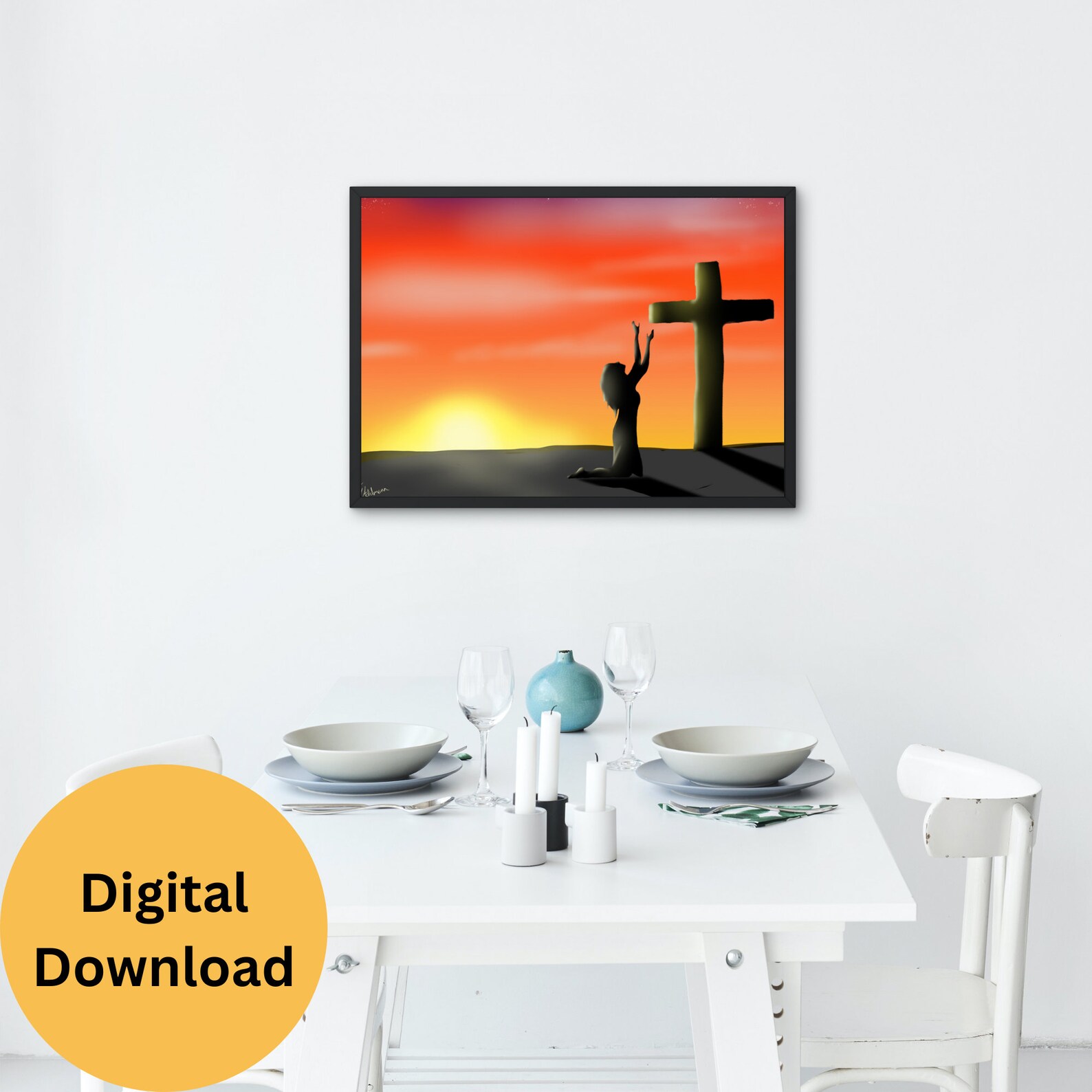 Christian Prayer at the Cross Art Print: Faith Inspiration (digital ...