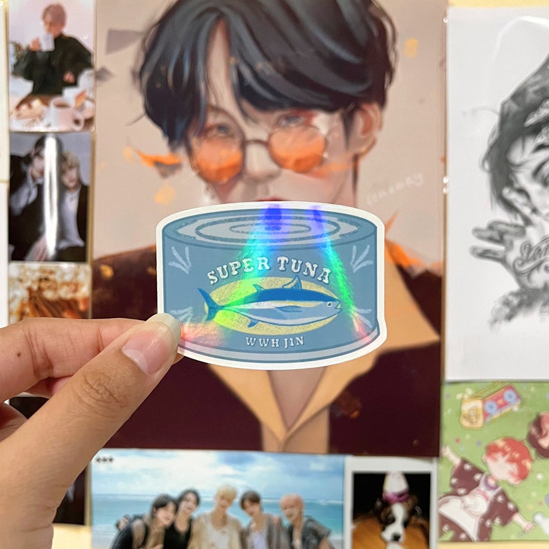 BTS Jin Super Tuna Sticker | BTS Army, Kpop, Kpop Gift, Fish Tin Can ...