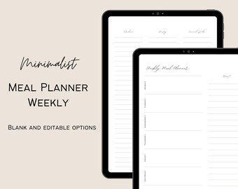 Minimalist Bi-weekly Meal Planner Shopping List With BONUS Recipe Card ...