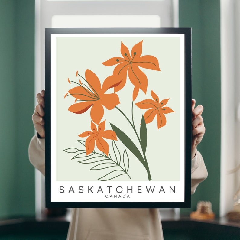 Saskatchewan Tiger Lily Flower Market Print, Abstract Botanical Wall ...