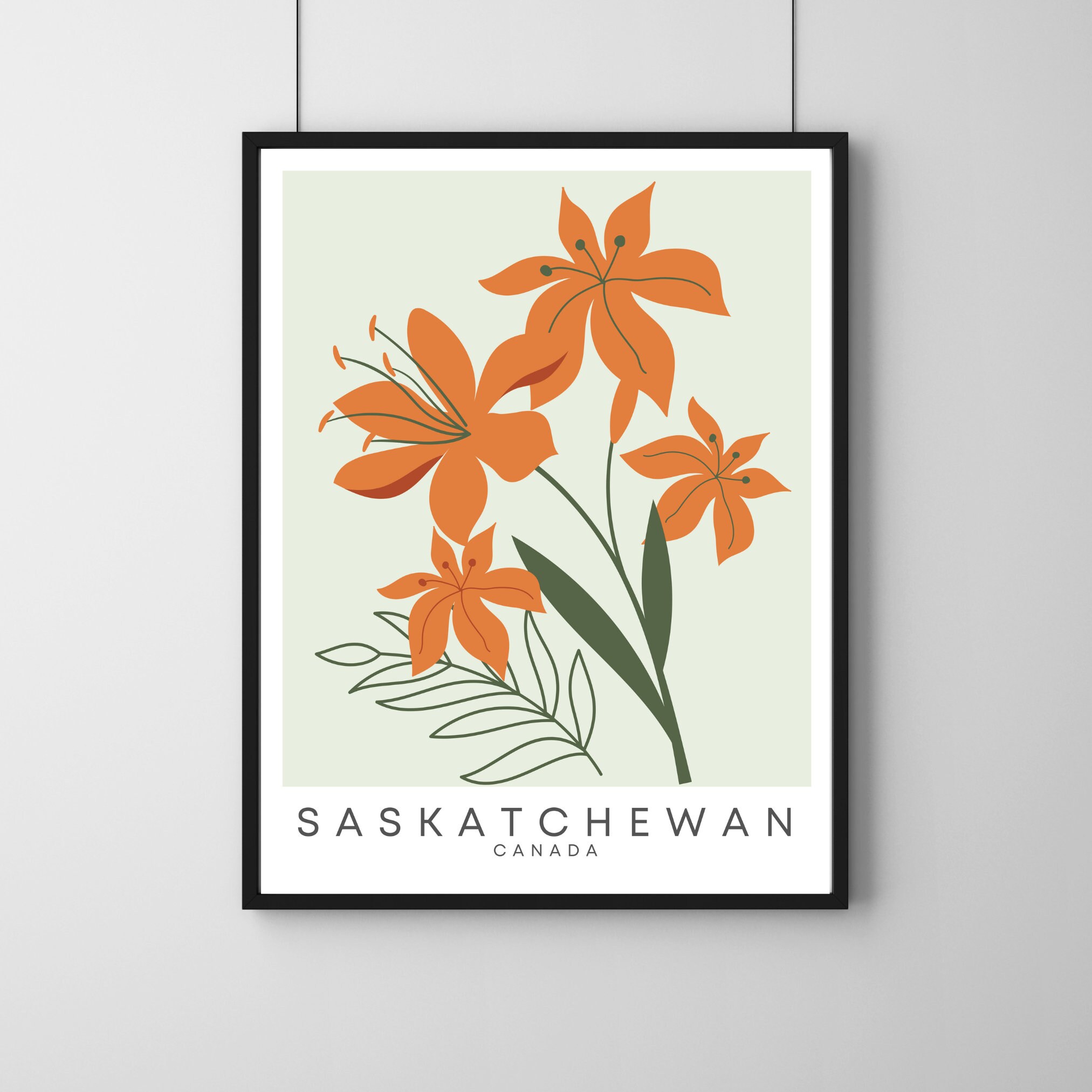 Saskatchewan Tiger Lily Flower Market Print, Abstract Botanical Wall ...