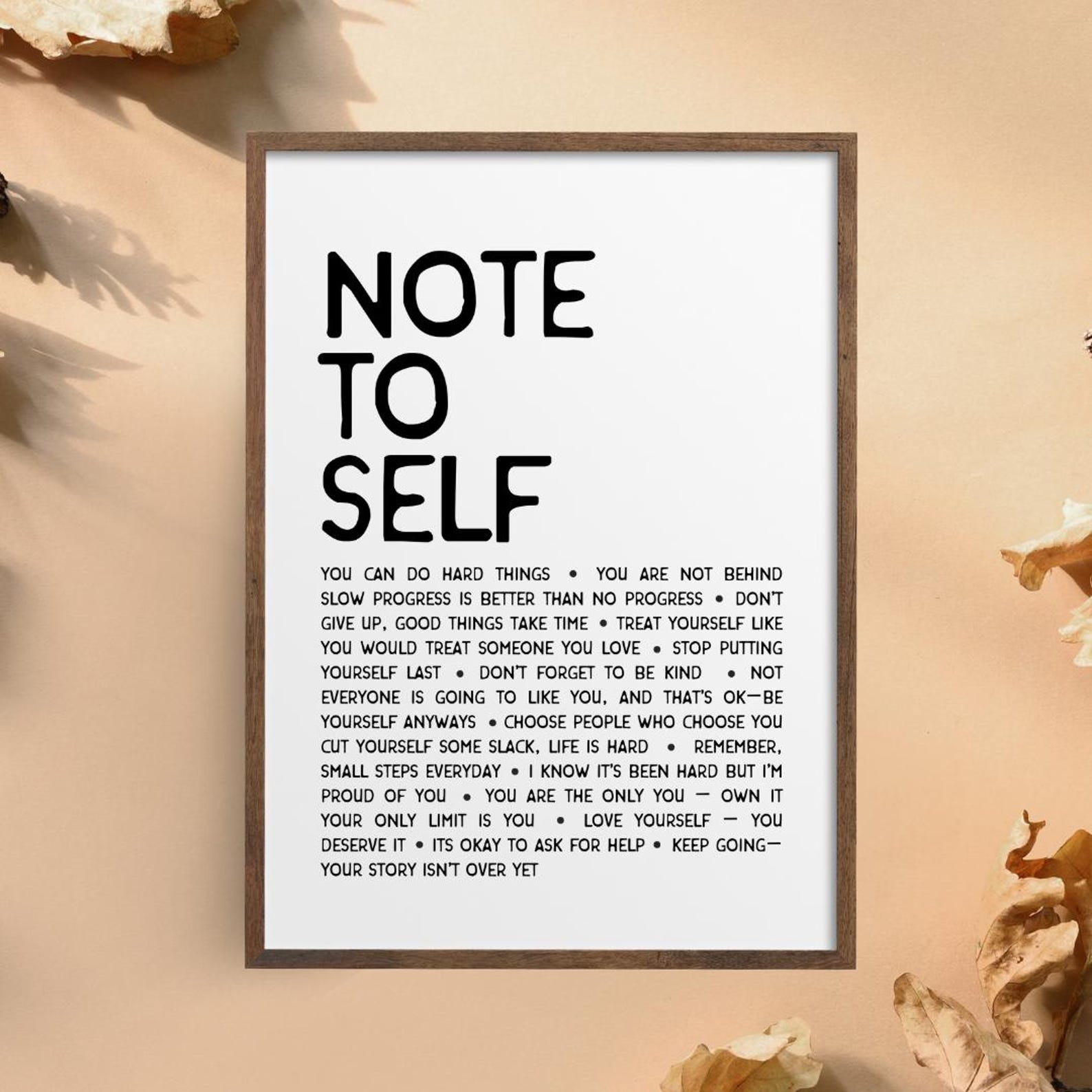 Note to Self, Positive Affirmations Wall Art Digital Print Download - Etsy