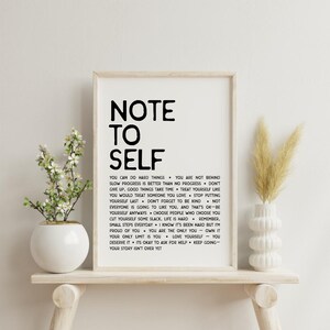 Note to Self, Positive Affirmations Wall Art Digital Print Download - Etsy