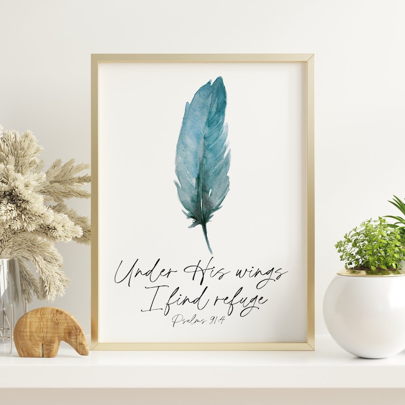 Under His Wings I Find Refuge, Printable Art, Bible Verse Art, Digital ...