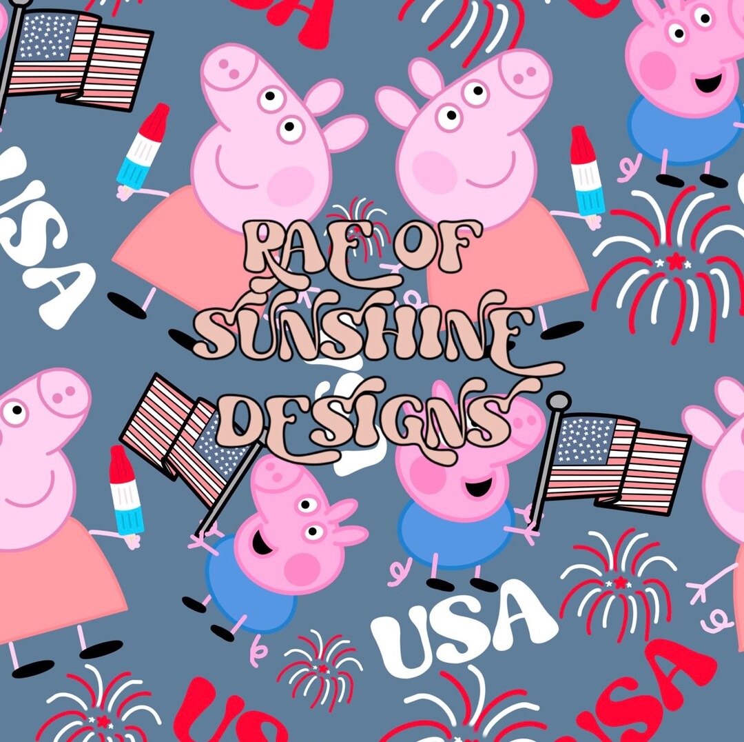 Patriotic, Peppa Pig, George, USA Firework, JPEG, 4th July, Seamless ...