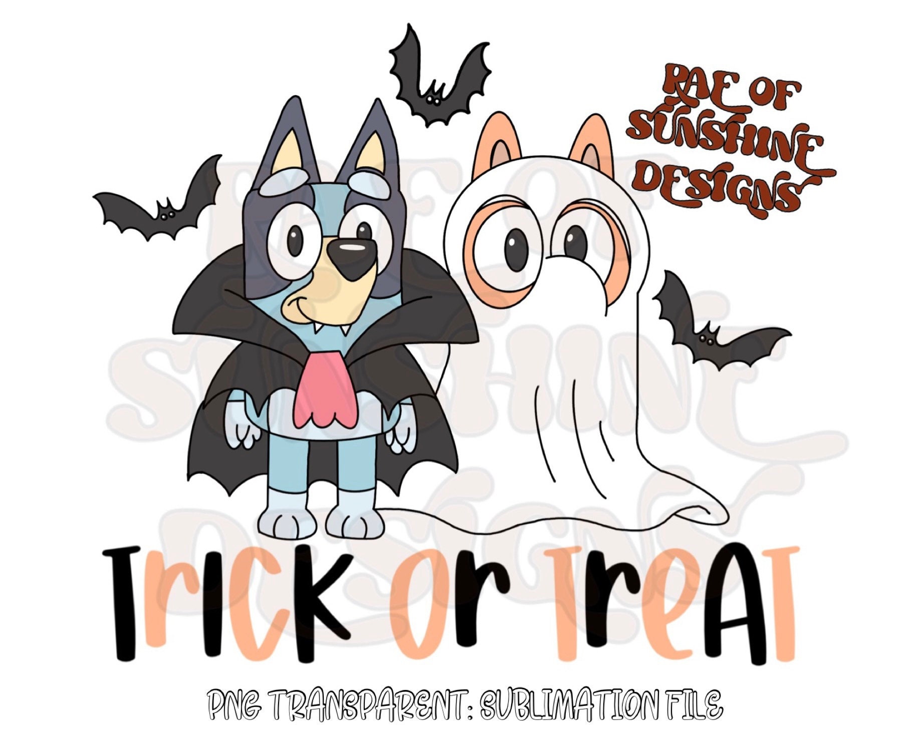 Bluey and Bingo Halloween Bingo Ghost Bluey Vampiretrick or - Etsy