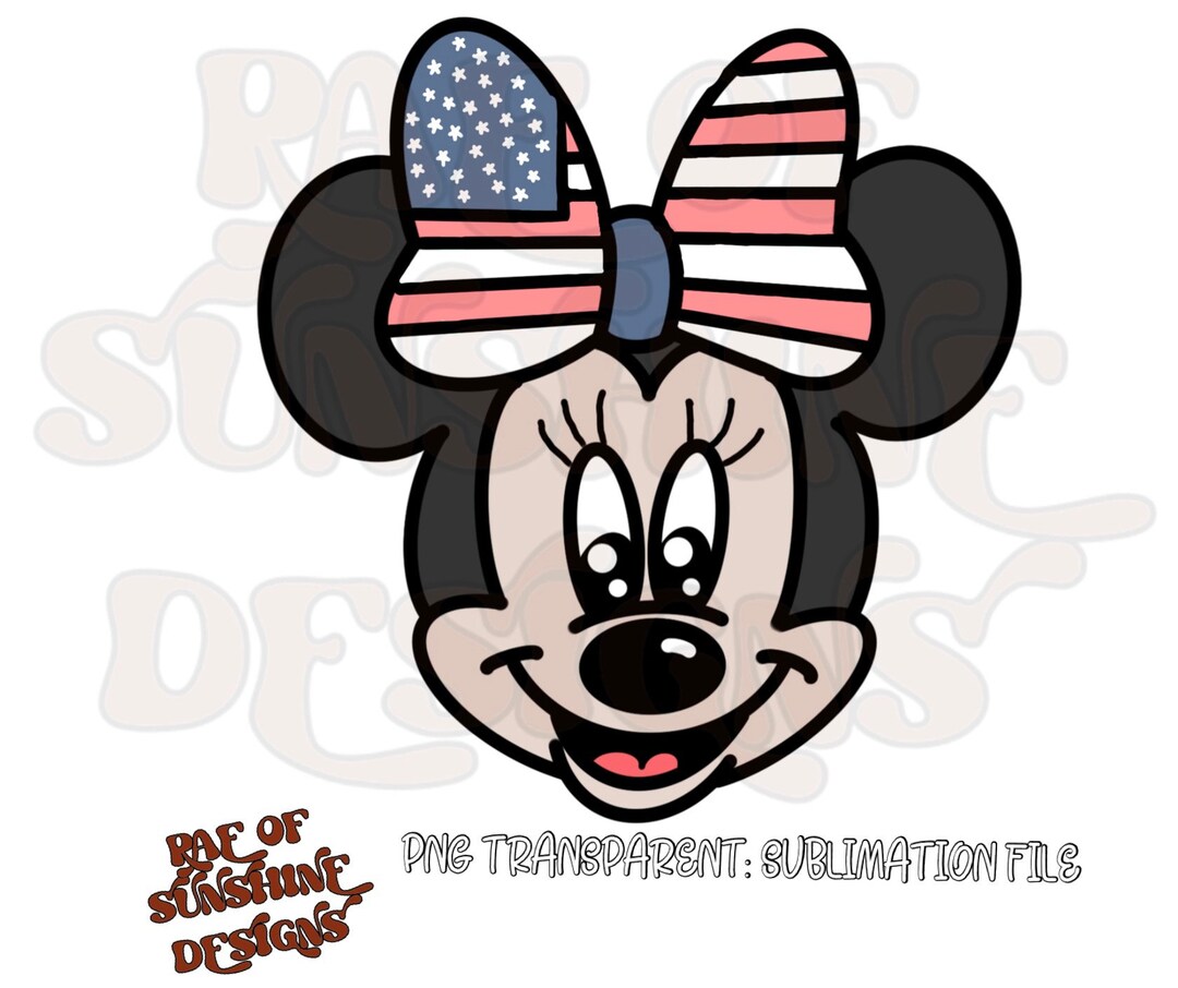 Patriotic Minnie Mouse Head, USA Minnie Mouse Clipart, FLAG Minnie ...