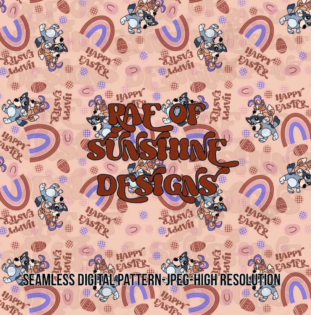 Easter Bluey Bingo Boho Retro Rainbow Pattern Seamless Repeat - Etsy