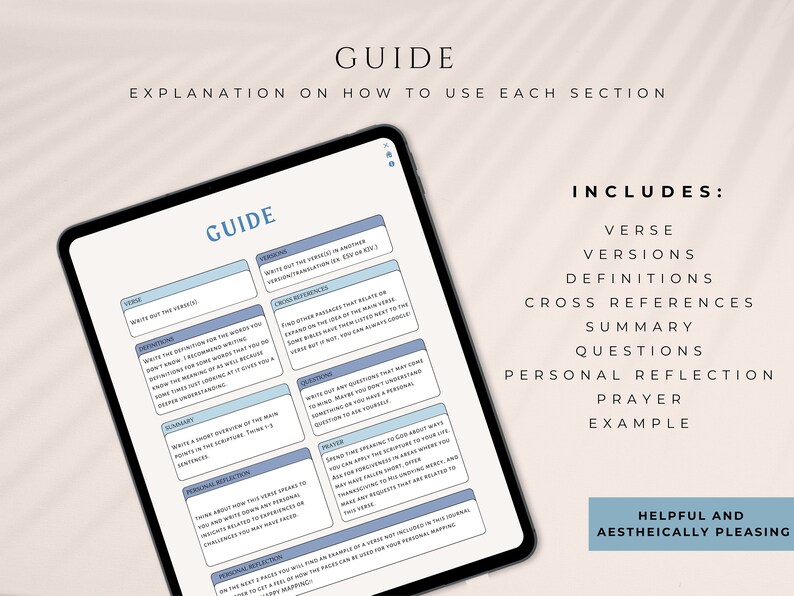 Digital Scripture Study Verse Mapping Journal in Blue - Etsy