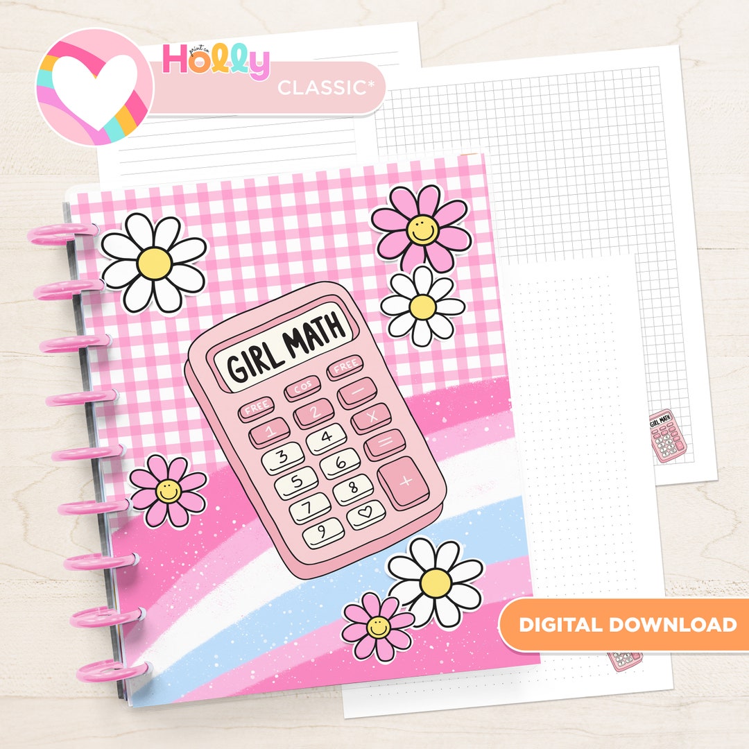 Girl Math - Planner Cover, Planner Sheets, Happy Planner, Planner ...