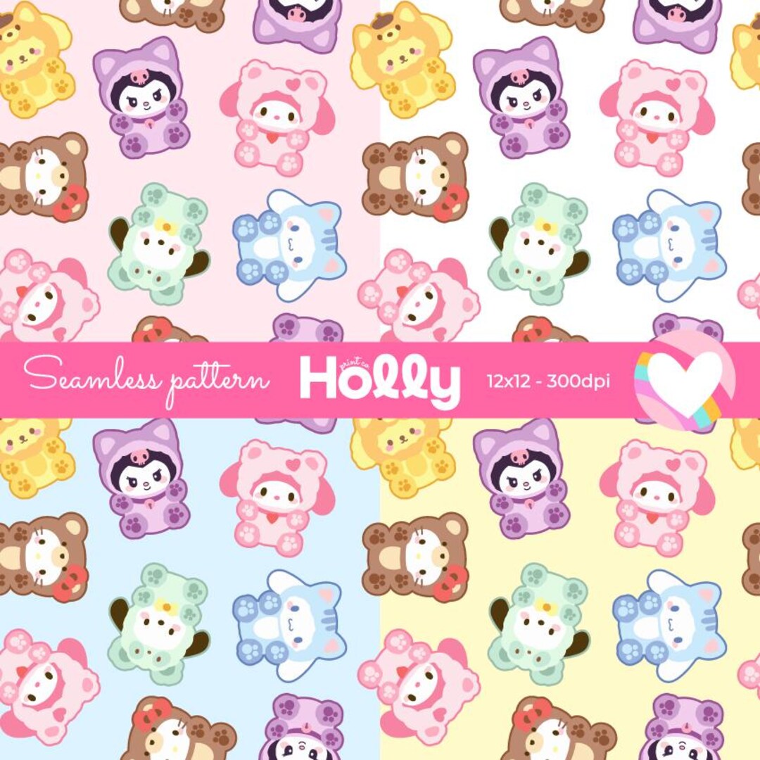 Kawaii Cute Kitties - Seamless Pattern, Sublimation Fabric, Fabric ...