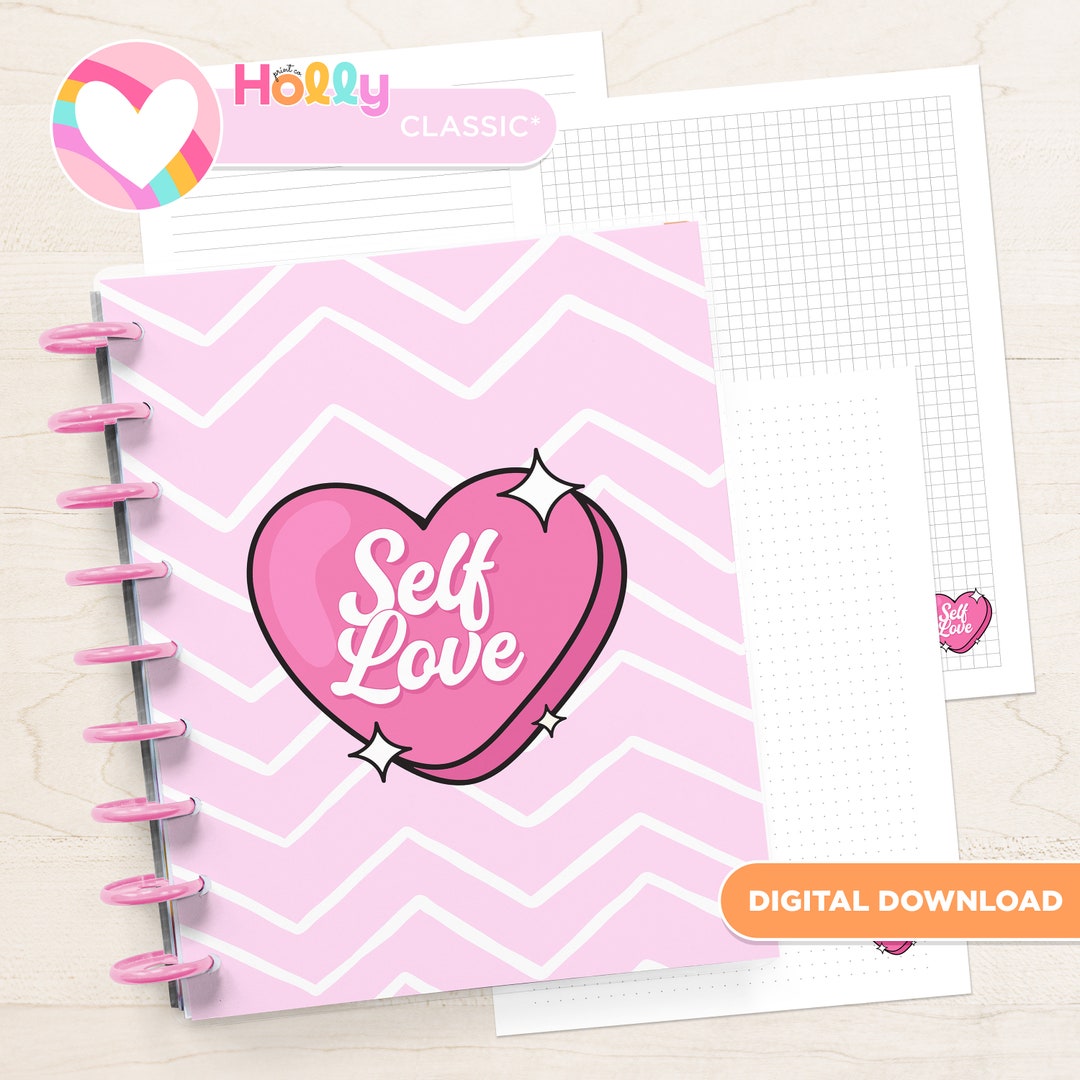Self Love Heart Planner Cover, Planner Sheets, Happy Planner, Planner ...