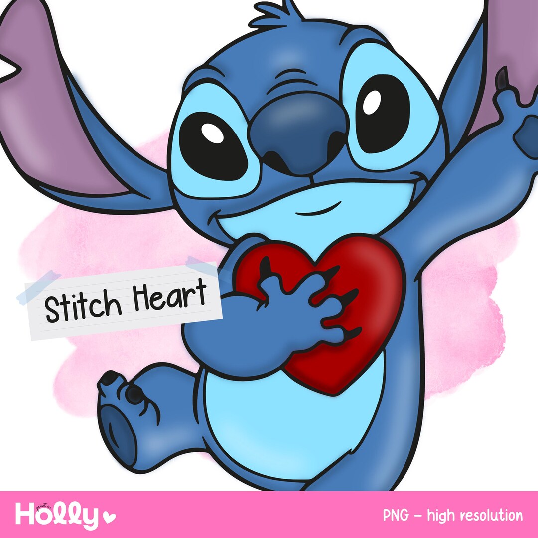 Stitch Red Heart - Clipart Png, Sublimation Fabric, Fabric Printing ...