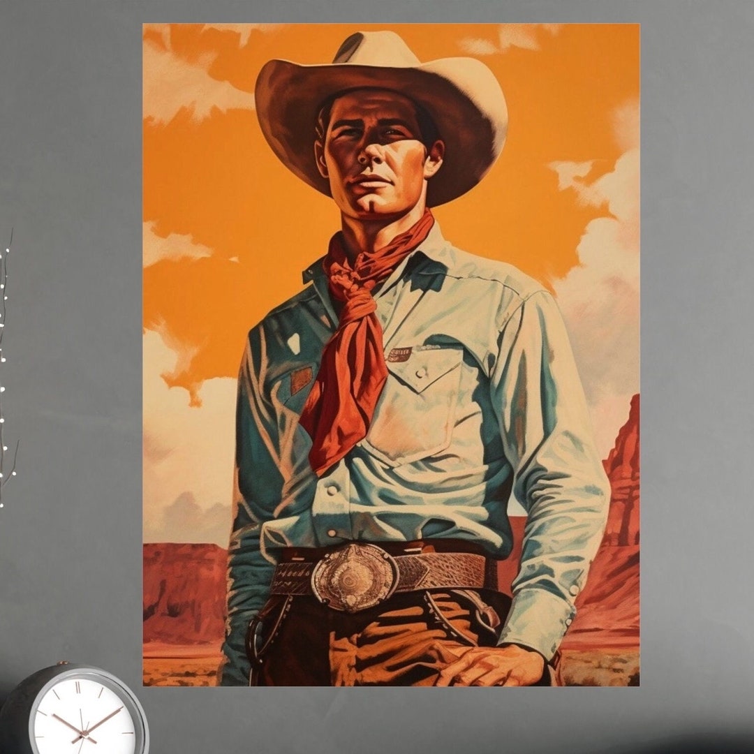 Vintage Cowboy Wall Decor, Fine Art Print, Western Cowboy Print ...