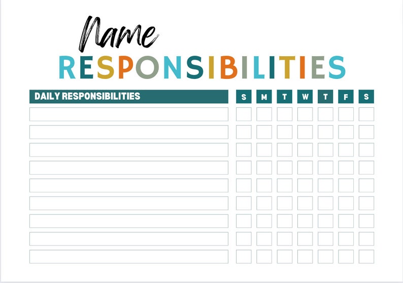 Editable Boy/girl Responsibility Charts - Etsy