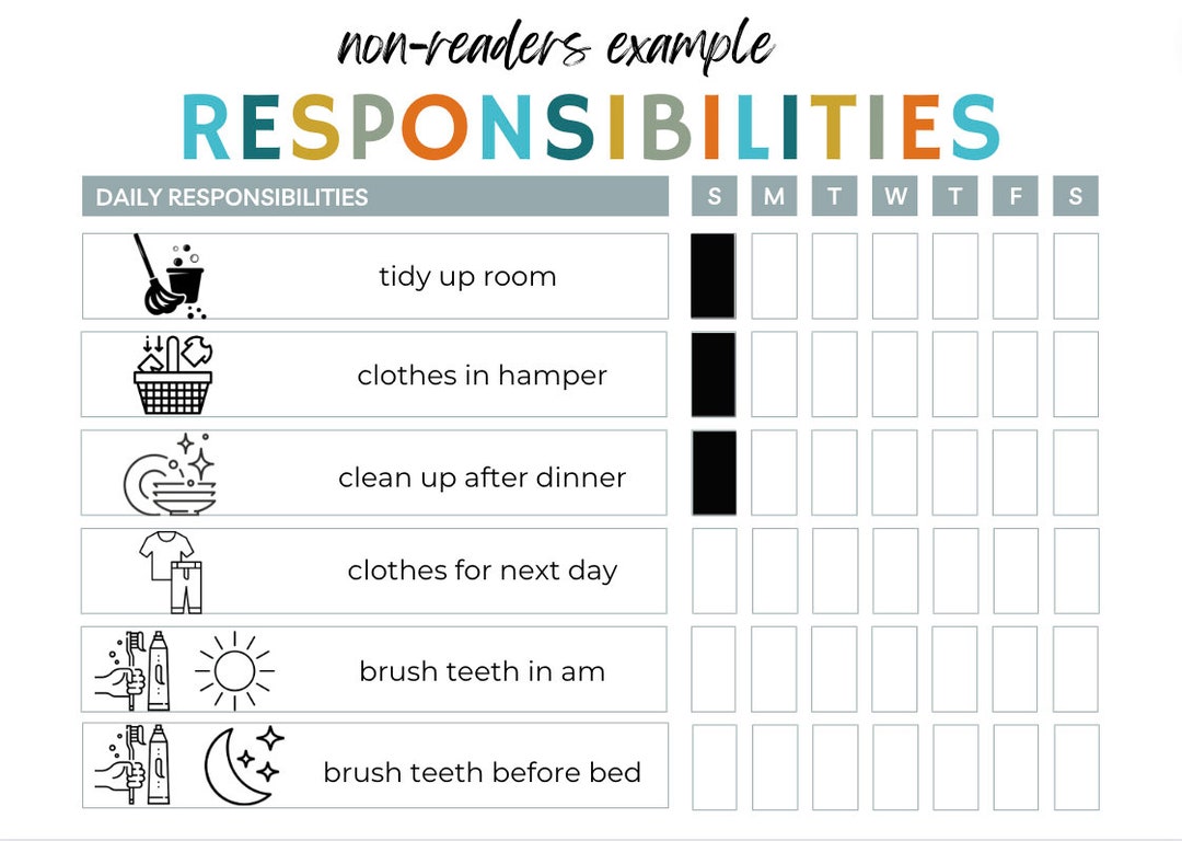 Editable Boy/girl Responsibility Charts - Etsy