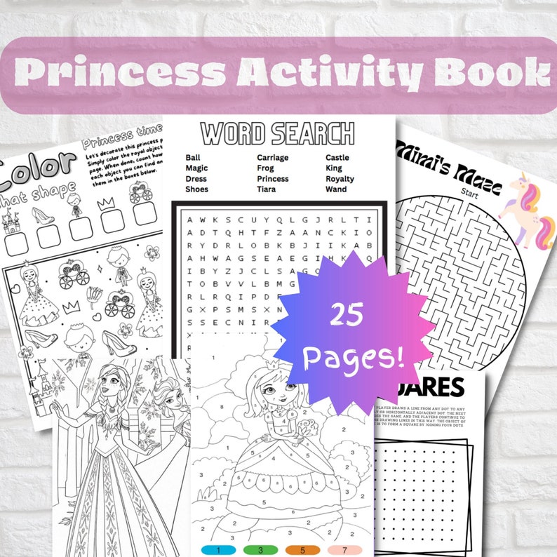 Kids Activity Book | DIY Print for Kids | Princess Coloring Book ...