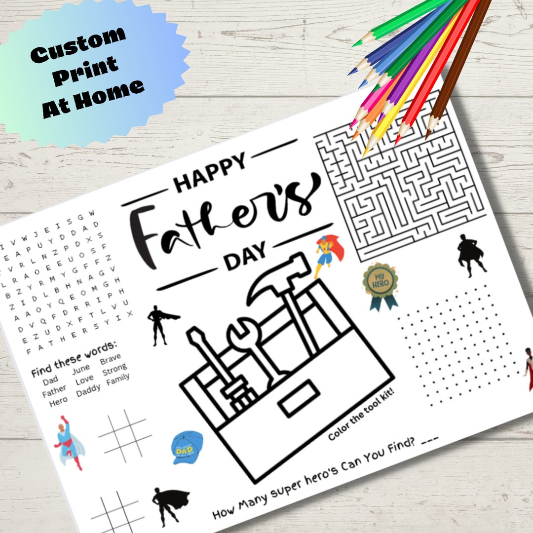 Father's Day Placemat Card | 2 Sizes | DIY Print | Editable Party ...