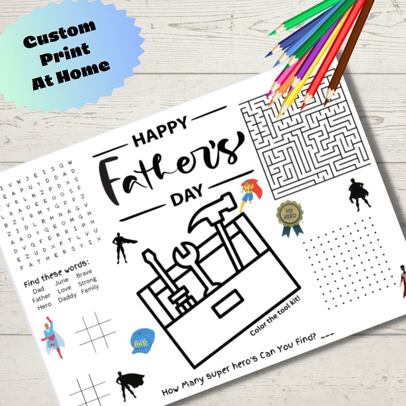 Father's Day Placemat Card | 2 Sizes | DIY Print | Editable Party ...