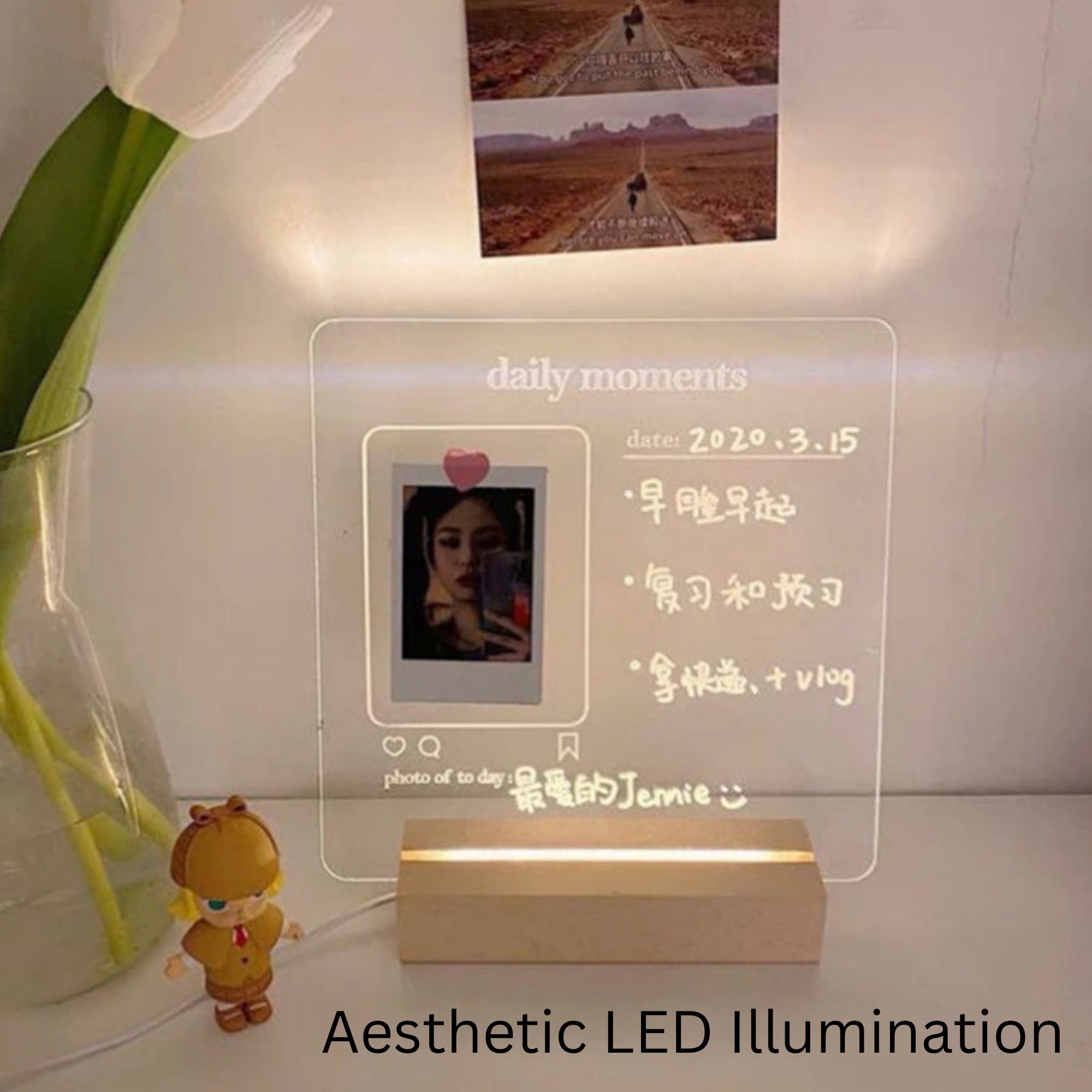 Acrylic Note Board to Do List Notepad, Creative LED Night Light ...