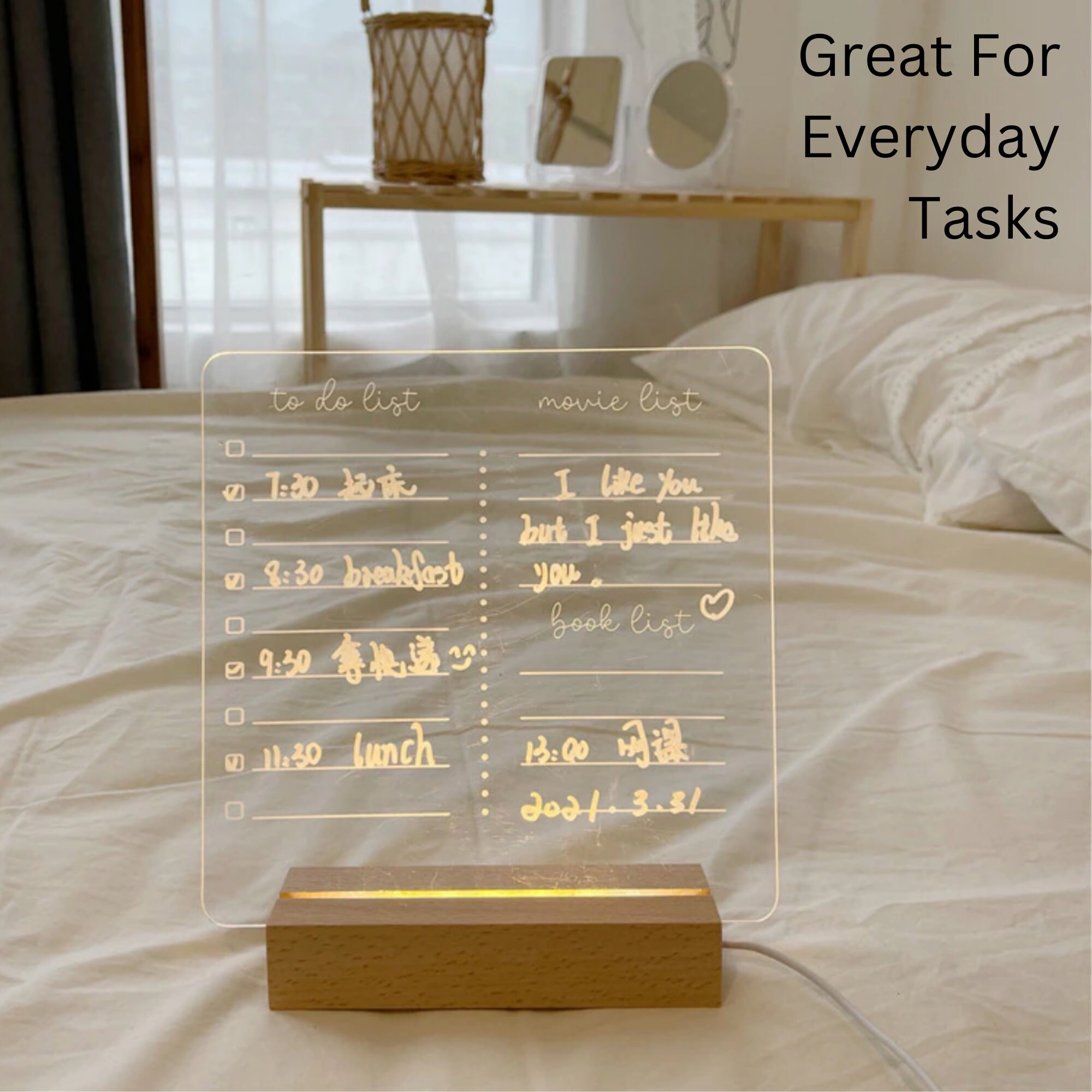 Acrylic Note Board to Do List Notepad, Creative LED Night Light ...