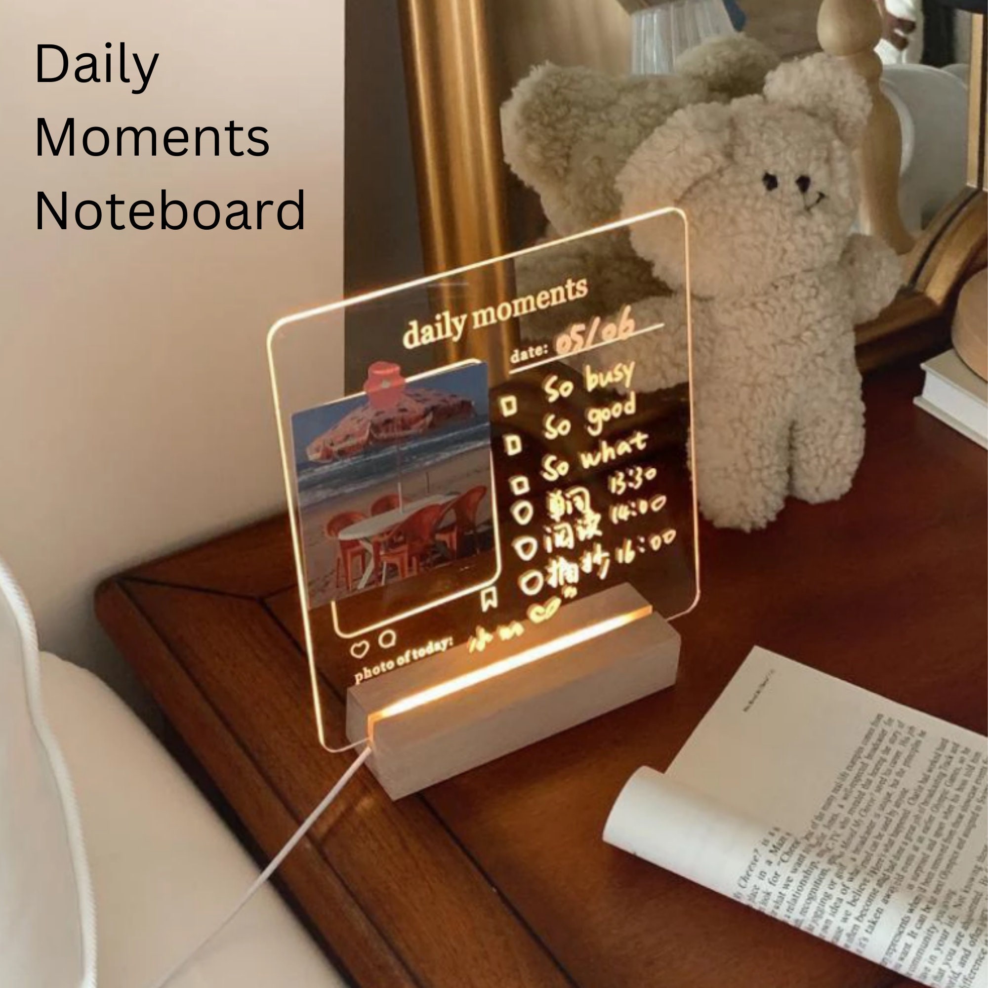 Acrylic Note Board to Do List Notepad, Creative LED Night Light ...