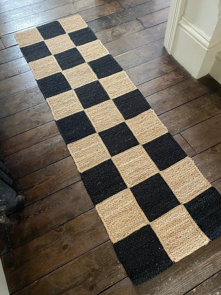 2x10 Checkered Jute Rug hemp Rug Eco Friendly Rug Custom - Etsy