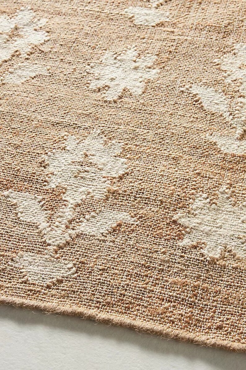 Buy 9x12 10x14 Jute Rug Ivory Flower Natural Jute High Quality Hand ...