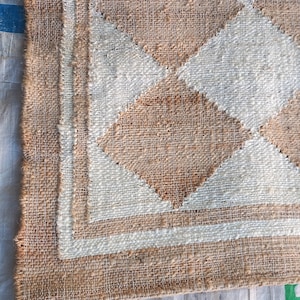 Black Diamond Area Jute Rug Checkerboard Rug Cotton Jute Rug Hemp Jute ...