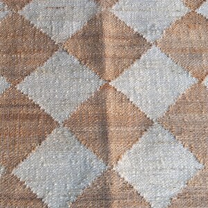 Black Diamond Area Jute Rug Checkerboard Rug Cotton Jute Rug Hemp Jute ...