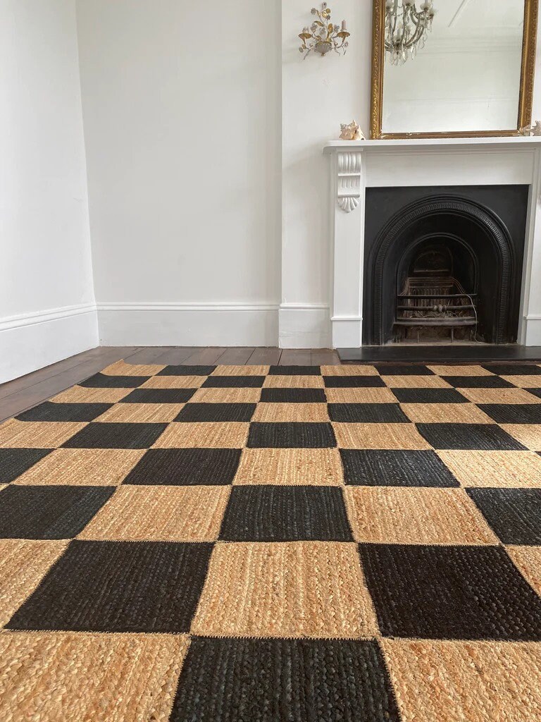2x10 Checkered Jute Rug hemp Rug Eco Friendly Rug Custom - Etsy