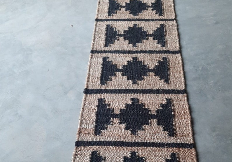 Handwoven Jute Runner Rug: Black Hemp Stair Carpet, 2x15 - Etsy